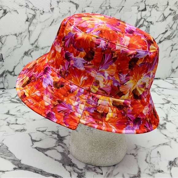 Kangol | Accessories | Kangol Floral Reversible Orange Purple Yellow Red Lahinch Bucket Hat ...